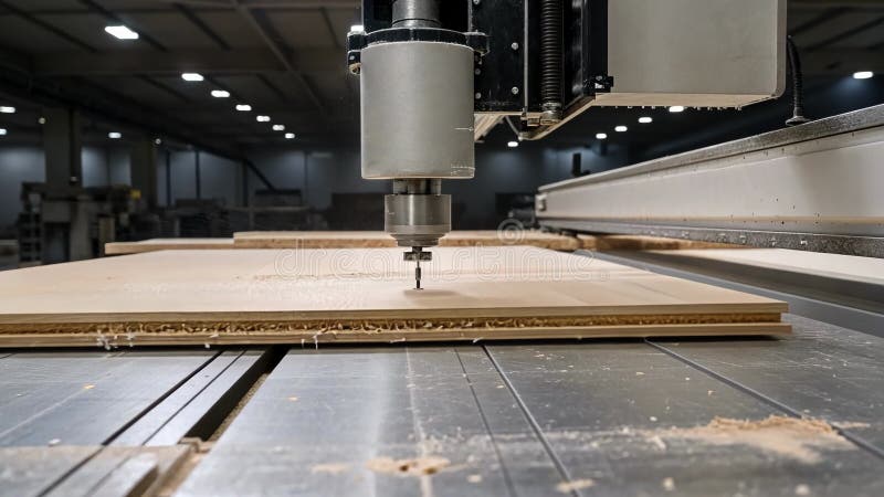 A CNC Router at Work Shaping a Large Sheet of Composite Material with ...