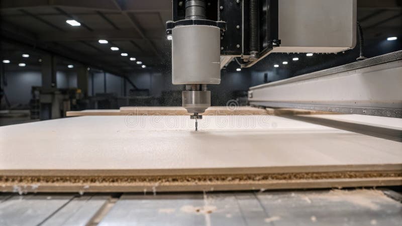 A CNC Router at Work Shaping a Large Sheet of Composite Material with ...