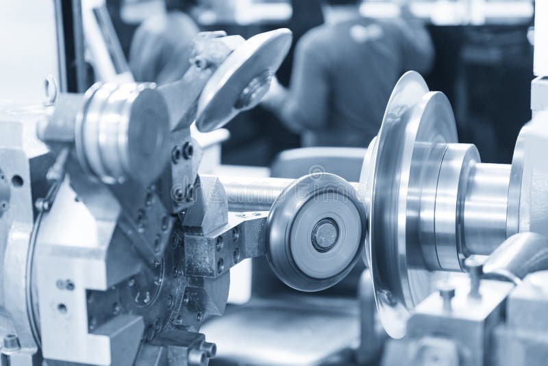 The CNC Spinning Machine Forming The Aluminum Plate Stock Photo - Image ...