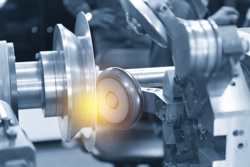 The CNC Spinning Machine Forming the Part Stock Photo - Image of ...