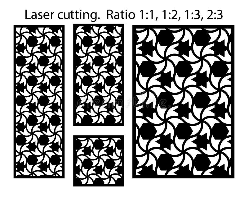 Cnc Template Set. Laser Pattern. Set of Geometric Decorative Vector ...