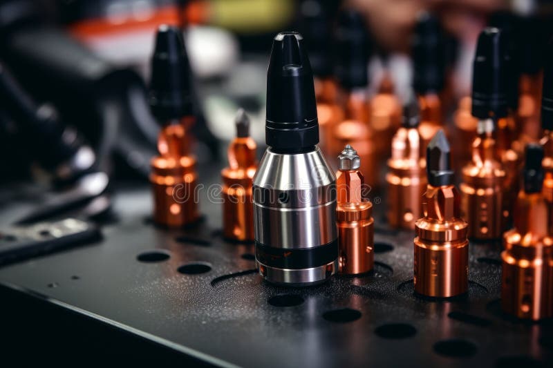 Cnc Tool Holder Illuminated by Machine Light Showcasing an Array of ...