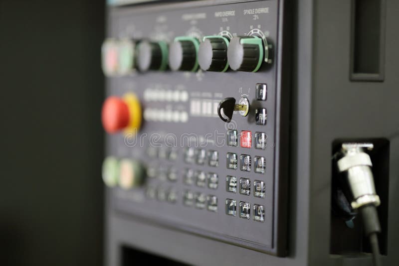 CNC Turning Center Control Panel Close Up Stock Photo - Image of ...