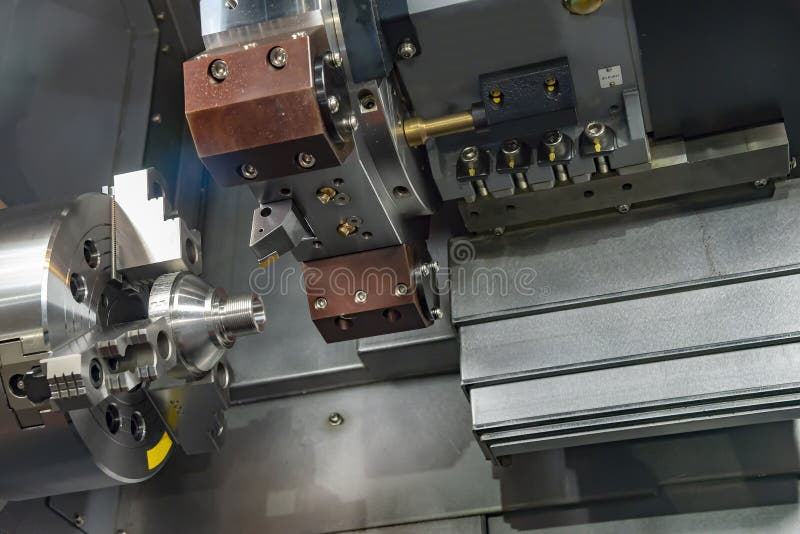 The CNC Turning or Lathe Machine Cutting Groove Stock Image - Image of ...