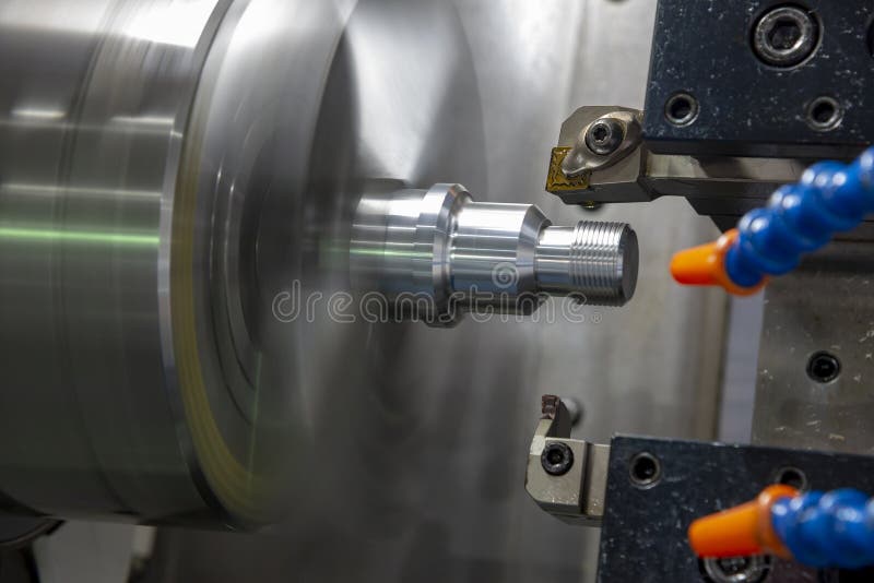 The CNC Turning or Lathe Machine Cutting the Thread Stock Photo - Image ...