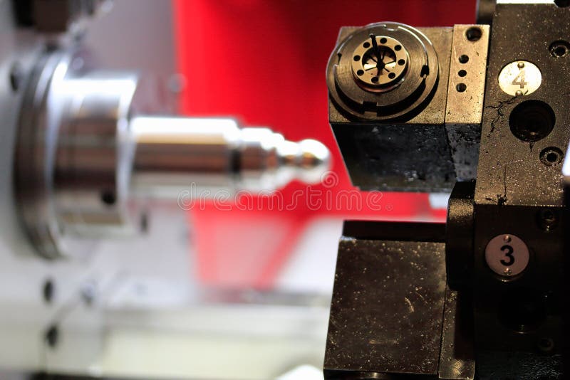 CNC turning machine stock image. Image of cylinder, metallic - 73635475