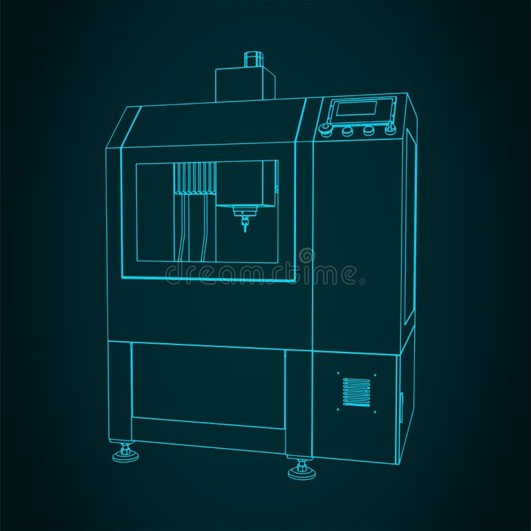 CNC Turning Milling Machine Illustration Stock Vector - Illustration of ...
