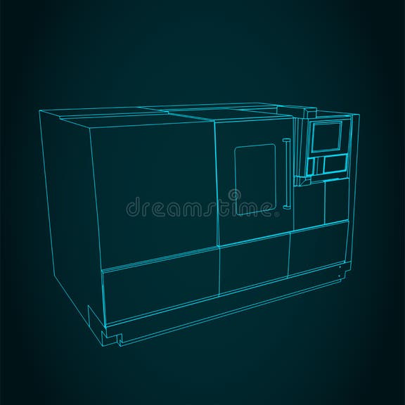 CNC Turning Milling Machine Stock Vector - Illustration of steel ...