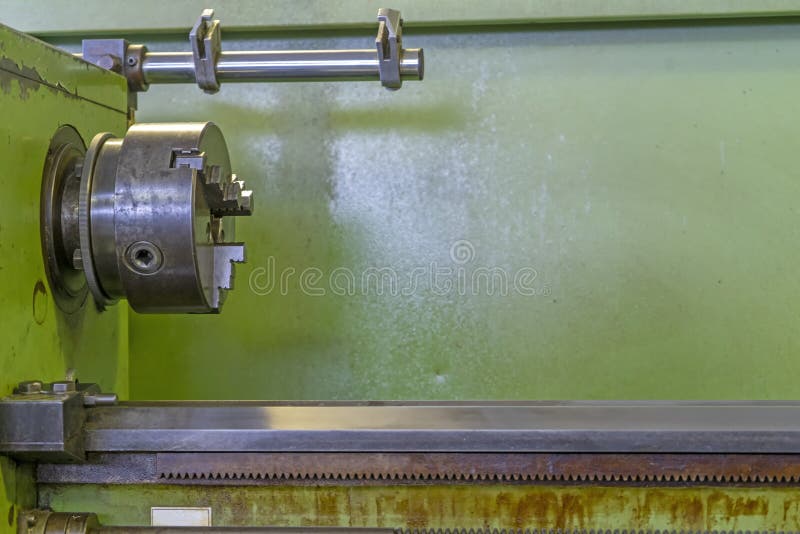 CNC Turning Spindle and Old Machine Lathe Stock Photo - Image of ...