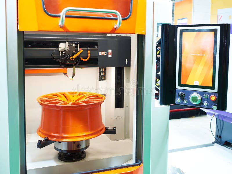 CNC Wheel Diamond Cutting Machine Stock Photo - Image of metalworking ...