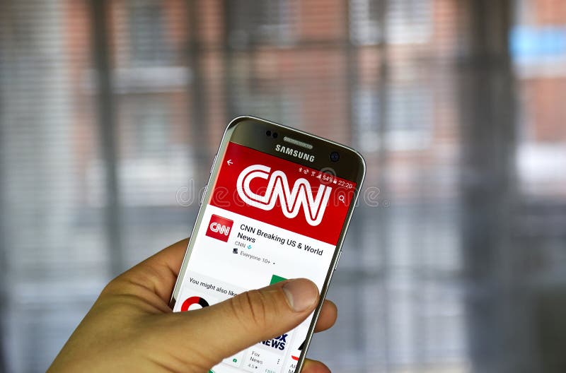 CNN app on Android phone editorial stock image. Image of broadcast ...