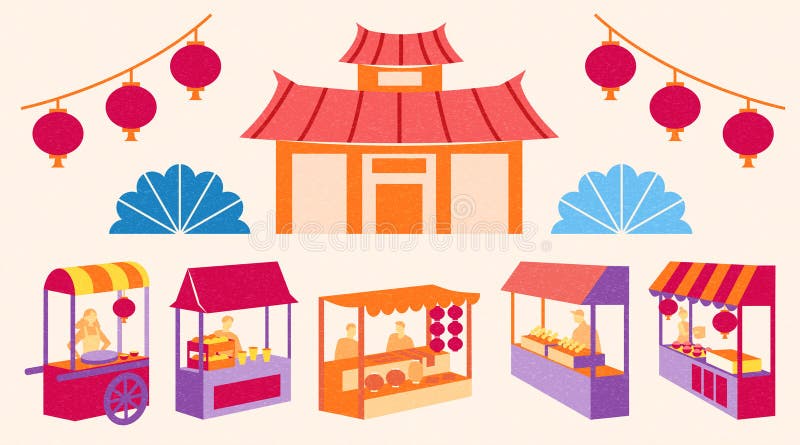 CNY Market elements set stock vector. Illustration of celebrate - 300925733