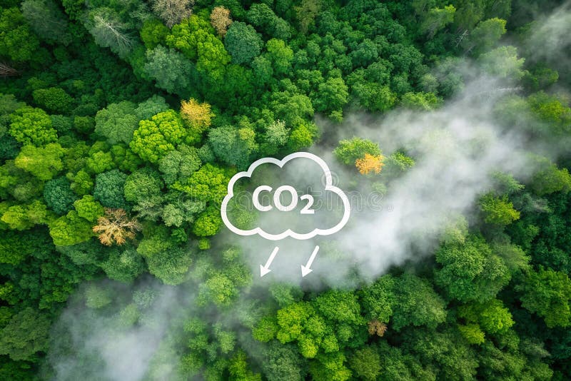 CO2 Absorption in Lush Ecosystem Stock Illustration - Illustration of ...
