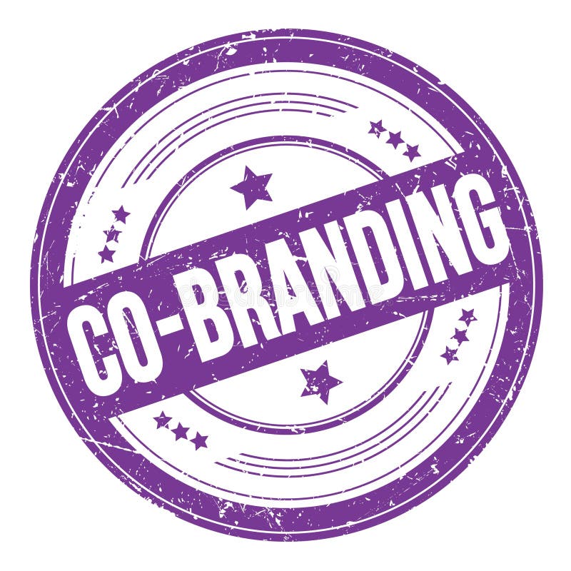 CO-BRANDING Text on Violet Indigo Round Grungy Stamp Stock Illustration ...