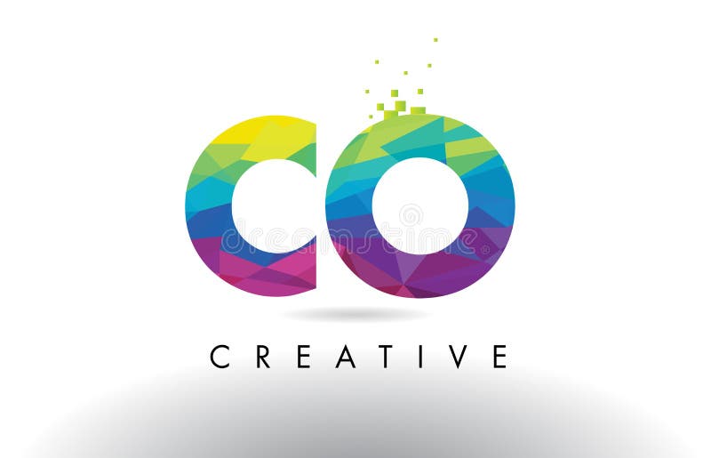 CO C O Colorful Letter Origami Triangles Design Vector. Stock Vector ...