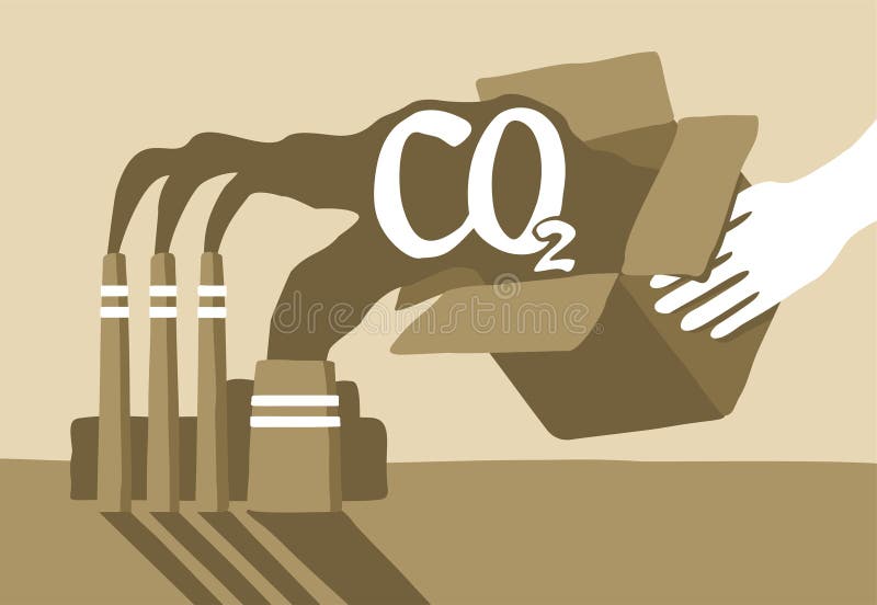CO2 Capture Technology - Net Zero Carbon Footprint. Simple Drawn Vector ...
