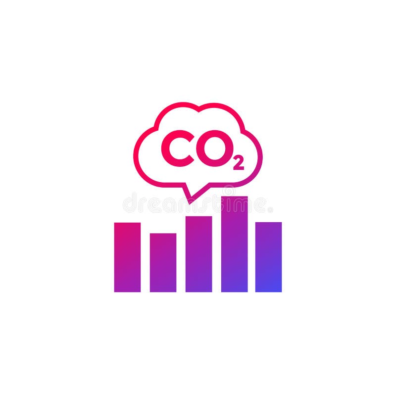 Co2, Carbon Emissions Levels Chart Icon On White Stock Vector ...