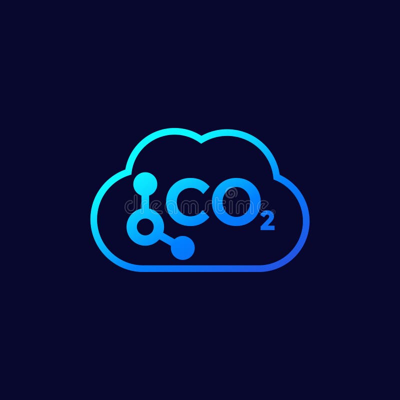 Co2, Carbon Gas Icon on Dark, Vector Stock Vector - Illustration of ...