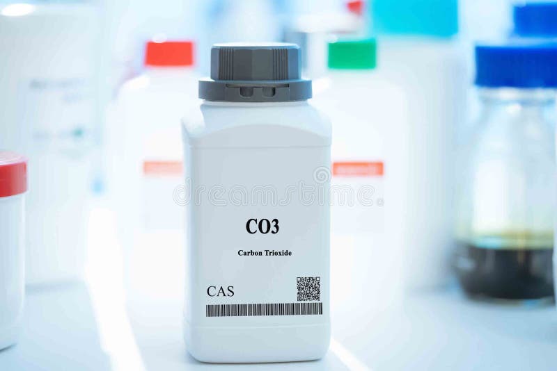 CO3 Carbon Trioxide CAS Chemical Substance in White Plastic Laboratory ...