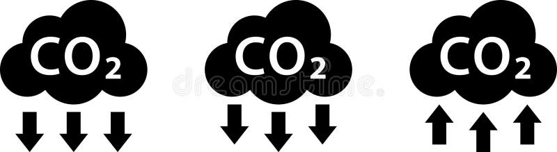 CO2 Cloud Emission and Absorption Icons Set, Reducing CO2 Emissions ...