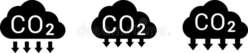 CO2 Cloud Emission and Absorption Icons Set, Reducing CO2 Emissions ...