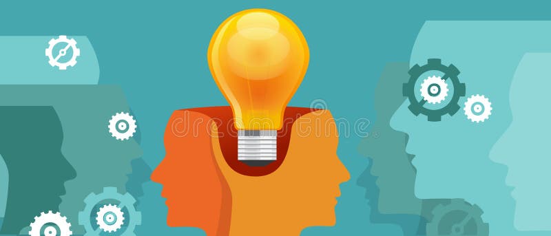 Co-creation Think Work Collaboration Two Heads with One Idea Stock ...