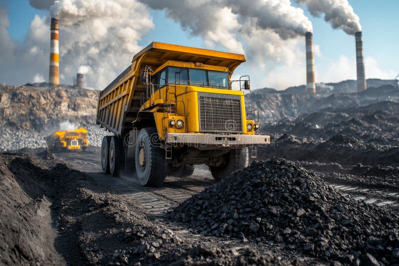 CO2 Emissions from Heavy Machinery in Mining Operations Stock Photo ...