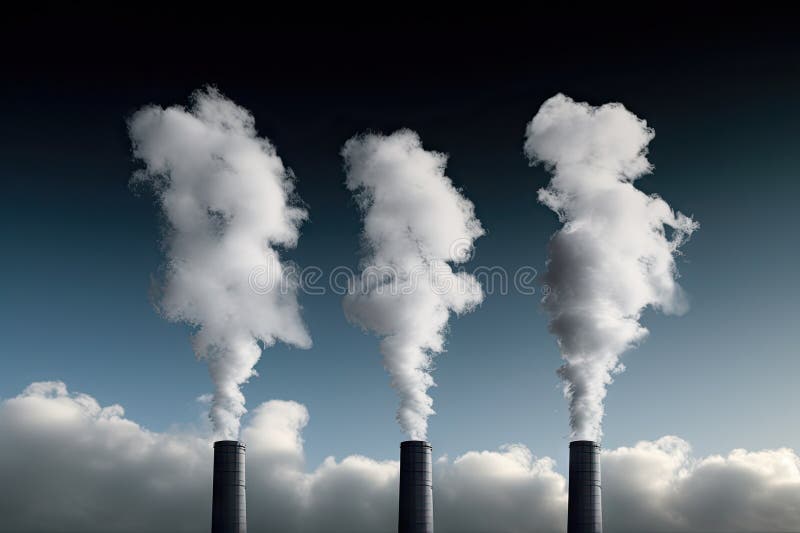 Co2 Emissions Represented As Columns of Smoke Drifting into the Air ...