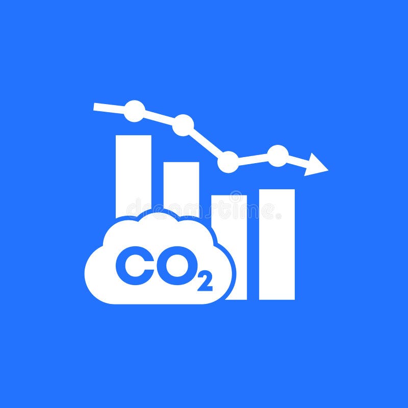 Co2 Gas, Carbon Emission Reduction Icon with Graph Stock Vector ...