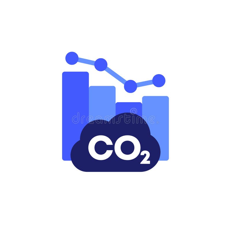 Co2 Gas, Reducing Carbon Emission Icon with Graph Stock Vector ...