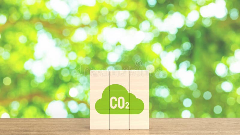 The Co2 Icon on Wood Cube for Environmental Concept 3d Rendering Stock ...