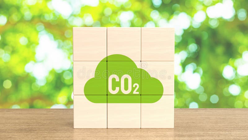 The Co2 Icon on Wood Cube for Environmental Concept 3d Rendering Stock ...