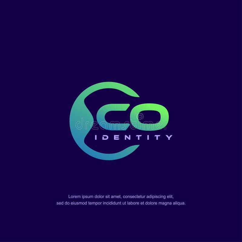 CO Initial Letter Circular Line Logo Template Vector with Gradient ...