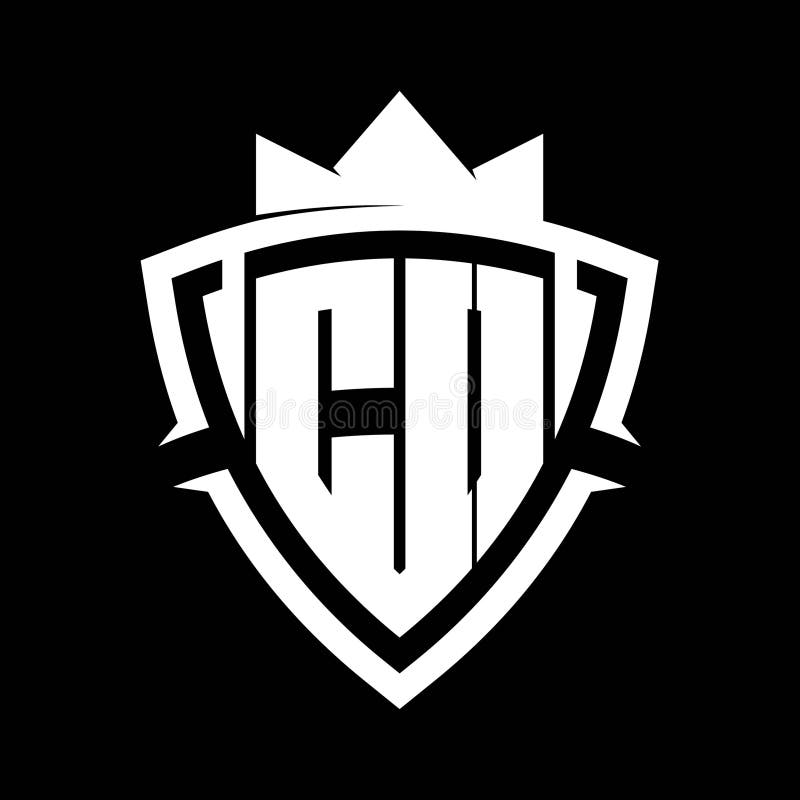 CO Letter Monogram with Triangle Curve Shield Shape with Crown White ...