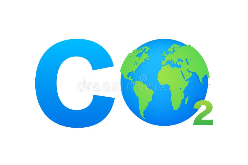 CO2 Logo in Flat Style Isolated on Empty Background. Flat Icon on White Backdrop. Vector Logo ...