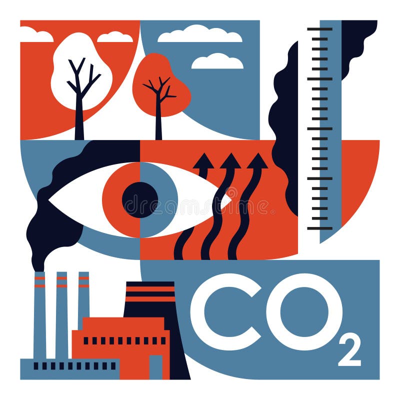 CO2 Monitoring - Control of Carbon Emissions Stock Vector ...