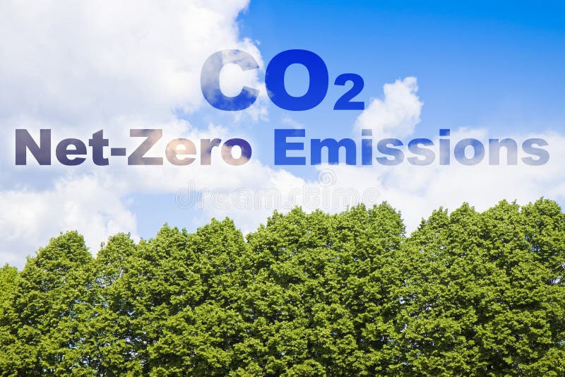 CO2 Net-Zero Emission Concept Against a Forest - Carbon Neutrality ...