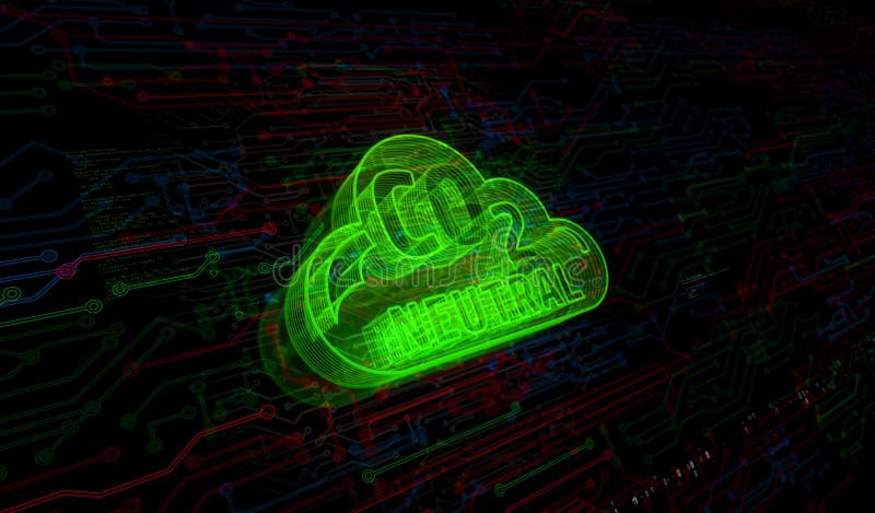 CO2 Neutral Zero Emission Decarbonize Symbol Digital Concept 3d ...