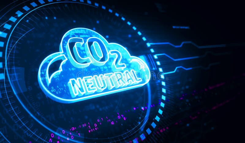 CO2 Neutral Zero Emission Decarbonize Symbol Digital Concept 3d ...