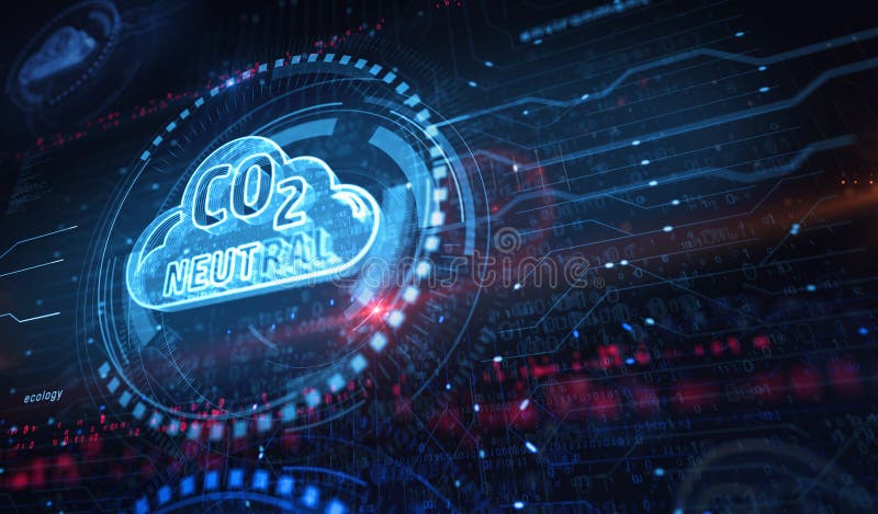 CO2 Neutral Zero Emission Decarbonize Symbol Digital Concept 3d ...