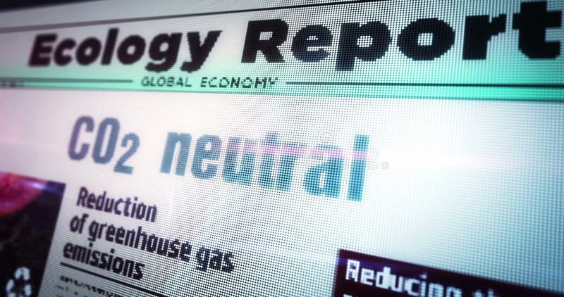 Co2 Neutral Zero Emission and Global Warming Newspaper on Mobile Tablet ...