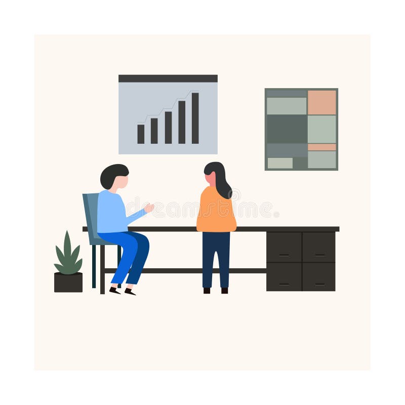 Vector Illustration Art of Office Employee and Boss Conversing at the ...
