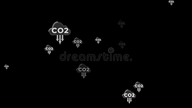 CO2 Particles on Black Background with Arrows for Reduction Carbon ...