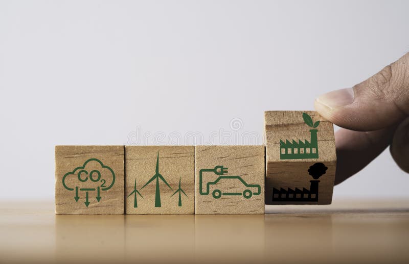 CO2 Reducing ,Green Factory and Electric Vehicle Icon for Decrease CO2 , Carbon Footprint and ...