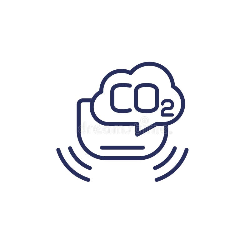 Co2 Sensor Line Icon, Carbon Dioxide Alarm Vector Stock Illustration ...