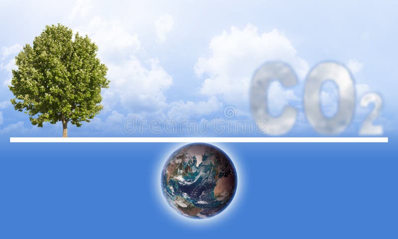 CO2 and Tree Balance on Earth - Concept Image.- Photo Composition with ...