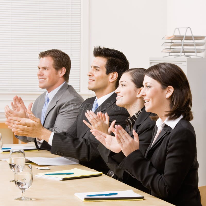 Co-workers Applauding in Meeting Stock Image - Image of mixed, latin ...