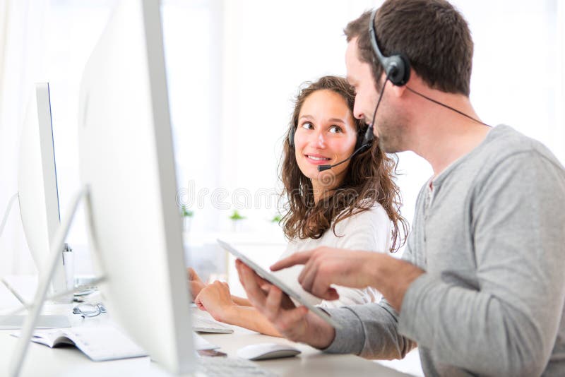 Co-workers on a Call Center Having Fun Stock Photo - Image of line ...