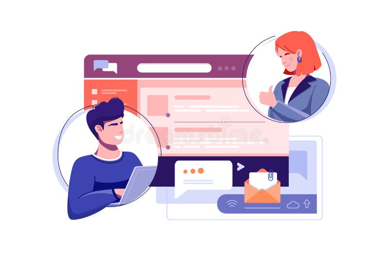 Co Workers Discussing Problem in Work Chat Stock Vector - Illustration ...