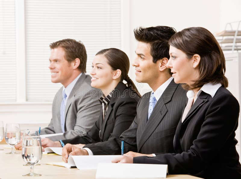 Co-workers Meeting at Table in Conference Room Stock Image - Image of ...